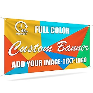 Signsxcel Custom Vinyl Banners and Signs Personalized with Photo or Logo Text, DIY Banner Customized for Birthday Party Graduation Thanksgiving Wedding Business Indoor Outdoor Display