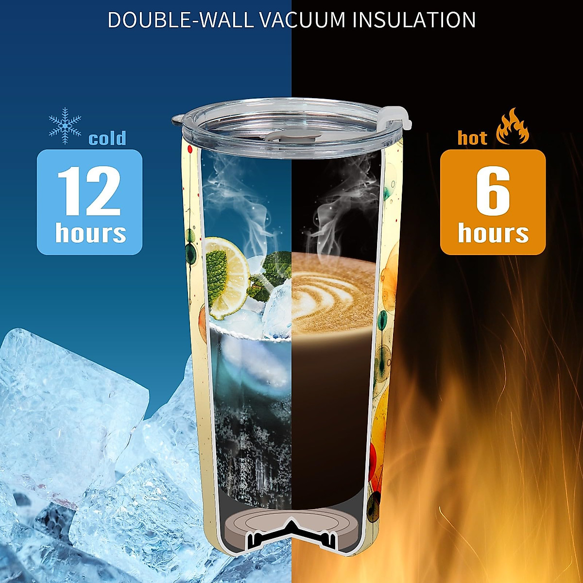 QWEUIOP 20oz Insulated Travel Coffee Mug Vintage Hand Drawn Polka Dots Stainless Steel Tumbler with Lid Double Wall Vacuum Coffee Cup For Hot and Cold Drinks14265