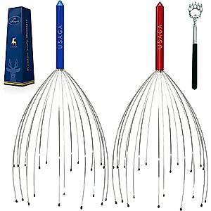USAGA Head Scratcher, 20 Finger Head Massager, Scalp Massager, Head Whisk Massager for Head Body Stress Relax [2-Pack] Updated Version