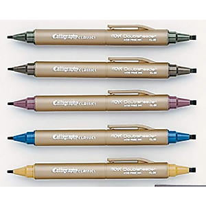 PROFOLIO by Itoya, Calligraphy Classics Doubleheader Marker, 1.5mm and 3mm Chisel Tips, Set of 6