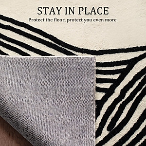 YIHOUSE 9×12 Ft Area Rugs Non-Shedding Washable Rug, Bedroom Living Room Dining Room Office Playroom Nursery Nonslip Modern Large Rugs Soft Faux Wool Contemporary Striped Rugs-Black and White Rug