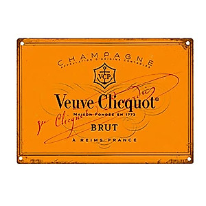 Veuve Clicquot Brut Champagne Retro Metal Tin Sign Vintage Aluminum Plaque for Home Coffee Shop Poster Wall Decor 12x16 Inch/30x40cm, White-1