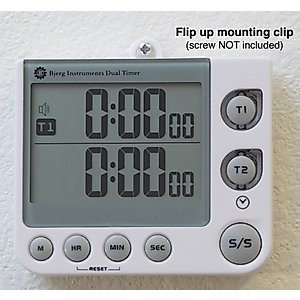 Bjerg Instruments Dual Digital Kitchen Count Up and Countdown Timer with Large Digit LCD Display