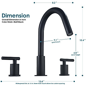 Balen 8. in Widespread 2-Handle Bathroom High-Arc Faucet in Matte Black