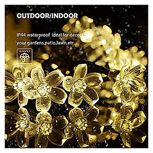 HUADA Solar Flower String Lights Outdoor,Waterproof LED Morning Glory Flower Solar Fairy String Lights for Gardens Homes Christmas Party Holiday Decorations