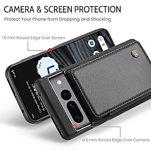 for Google Pixel 7 Pro Case with Card Holder, Wallet Case for Women Men with RFID Blocking, Durable Leather Kickstand Magnetic Clasp Shockproof Phone Case for Google Pixel 7 Pro (Black)