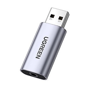 UGREEN USB to Audio Jack USB External Sound Card 3.5mm Audio Adapter 2 in 1 USB A to Aux TRRS Headphone Adapter Microphone Stereo Jack Aluminum Compatible with PS5 PC Windows Mac Linux Laptop Desktop