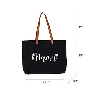 Lamyba New Mom Gifts, Mothers Day Gifts From Daughter Son Kids, Mama Bag Tote for Hospital or Baby Essentials, Pregnancy Must Haves, Mom to Be Gift, Black