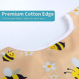 Baby Noah 3 Pcs Short Sleeved Bib - Baby and Toddler Smock Bibs for Boys and Girls - Waterproof Bib with Pocket| 6-36 Months