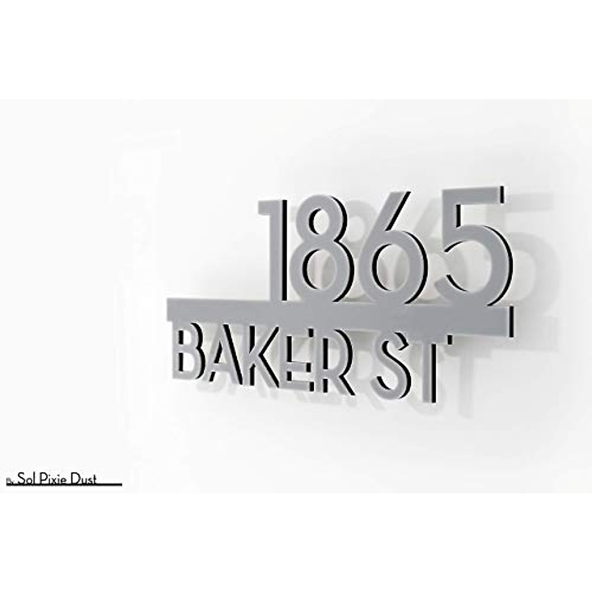 Modern House Numbers - Street Address - Gray with Black Acrylic - Contemporary Home Address - Underline Sign Plaque - Door Number - Apartment - Hotel Room