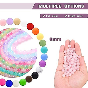855pc Glass Beads Bracelet Making Kit, 28 Colors 8mm Glass Beads for Jewelry Making Crystal Beads for Bracelet Earring, Necklaces and DIY Crafts Glass Round Beads Bulk with Spacer Beads Set