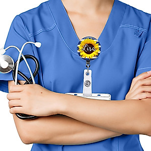 Navy Stripes Sunflower Tube Stethoscope Tag - Adjustable Steth Tag Id Personalized with Name Monogram Occupation Title - Floral Nurse Identification