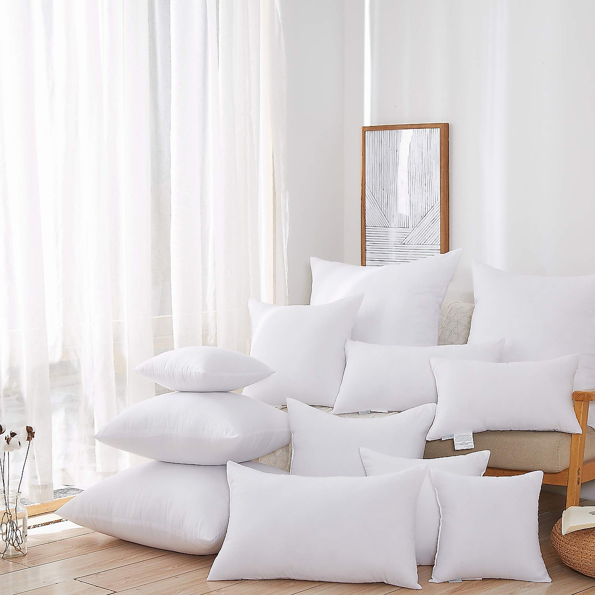 Acanva Polyester Decorative Rectangle Throw Pillow Inserts, Hypoallergenic Form Stuffer Cushion Sham Filler, 16x26, White, 1 Count (Pack of 1)