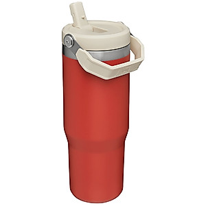 Stanley IceFlow Stainless Steel Tumbler with Straw - Vacuum Insulated Water Bottle for Home, Office or Car - Reusable Cup with Straw Leakproof Flip - Cold for 12 Hours or Iced for 2 Days (Carnelian)