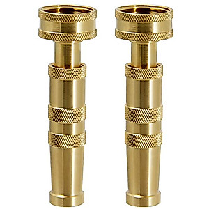 Biswing Brass Hose Nozzles, Heavy-Duty Brass Adjustable Twist Hose Nozzle, 2 Pack (4"), VI3432