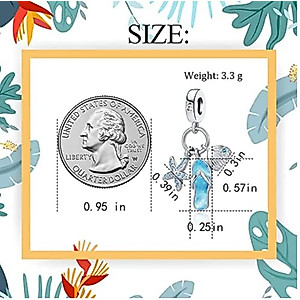 DWJSu Starfish Sea Shell Ocean Beach SlippersCharm Blue Rhinestone Dangle Bead Charm for Charms Bracelet for Girls Women, DW-DMY037