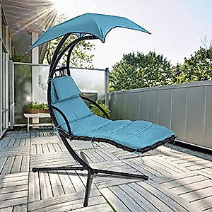 Patio Chair Hanging Chaise Lounger Chair Floating Chaise Canopy Swing Lounge Chair Hammock Arc Stand Air Porch Stand for Outdoor Indoor