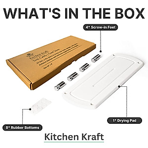 Kitchen Kraft™ Instant Dry Sink Organizer - Fast Drying Stone Sink Caddy - Fast Drying Stone Sink Tray - Drying Stone for Kitchen Counter (White)