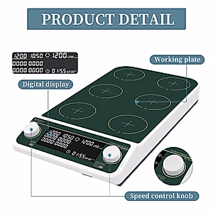 LABHOUSE Lab Multi Place Magnetic Stirrer 6-Position Magnetic Stir Plate 50-1500RPM Synchronization & Asynchronous Speed & Timing Control