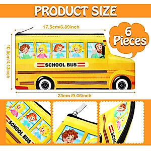 Fulmoon 6 Pcs Yellow School Bus Cute Pencil Case Small Pencil Pouch with Zipper Student Bus Pencil Box Simple Pencil Case Pencil Bag Cute