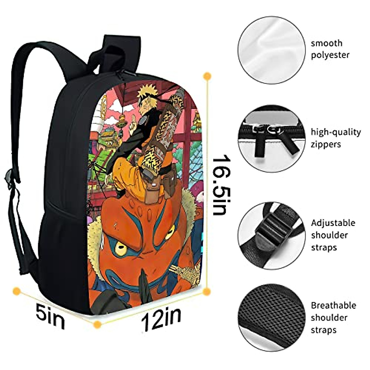 3D Printing Cartoon Backpack Traveling Multipurpose Anime Backpack With Adjustable Straps -04