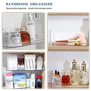 EFFICOM Adhesive Wall Mounted Storage Organizer, Non-Drilling Hanging Storage Tray, Plastic Floating Shelves, Space Saving Shelf for Kitchen Bathroom Office (2 clear)