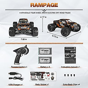 HAIBOXING 1:18 Scale RC Monster Truck 18859E 36km/h Speed 4X4 Off Road Remote Control Truck,Waterproof Electric Powered RC Cars All Terrain Toys Vehicle with 2 Batteries,Xmas Gifts for Kid and Adults