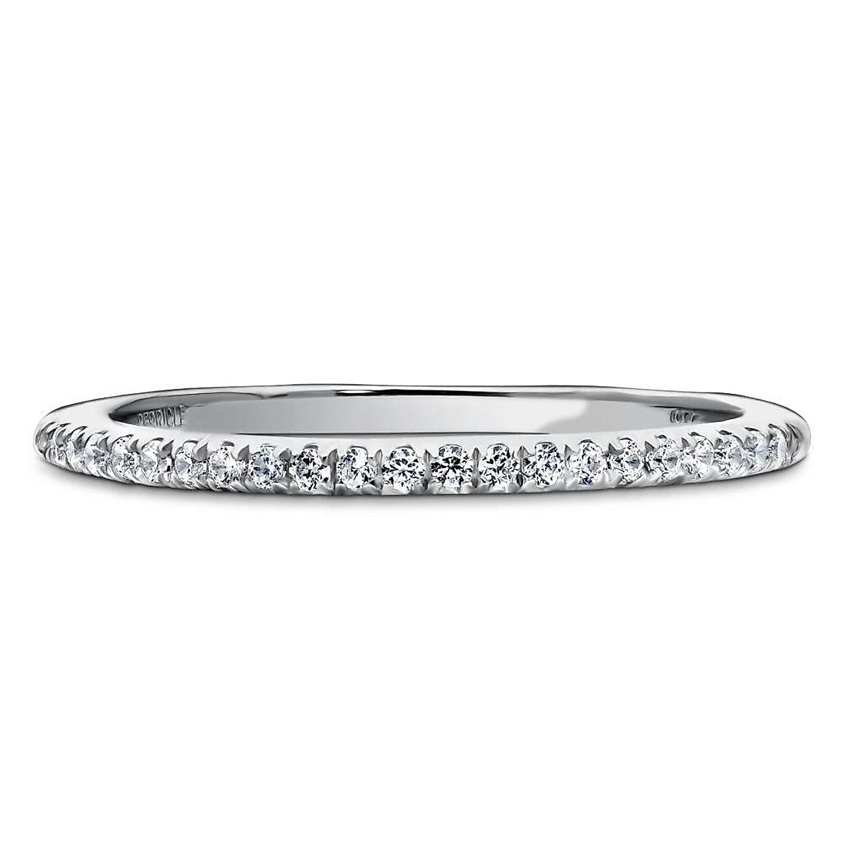 BERRICLE Sterling Silver Wedding Rings Micro Pave Set Cubic Zirconia CZ Half Eternity Ring for Women, Rhodium Plated Size 6