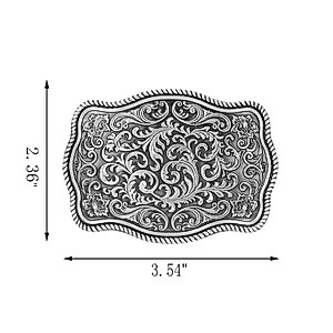 QQA Native Silver Floral Belt Buckle Birthday Party Holiday Gifts Cowboy Belt Buckles for Men Women