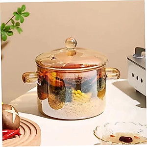 Glass Pots for Cooking, 1.5L/50 Oz High Borosilicate Glass Simmer Pot with Lid, Durable Heat-Resistant Stovetop Safe Clear Pots for Pasta, Soup, Milk, Tea, Salad Amber Glass Pot With Lid Glass Cookin