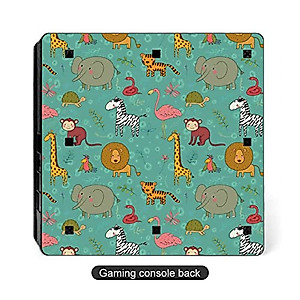Africa Animals Pattern Funny Sticker Skin Protector Full Print Slim Decal Covers for PS-4 Slim/PS-4 Pro Console & 2 Controller