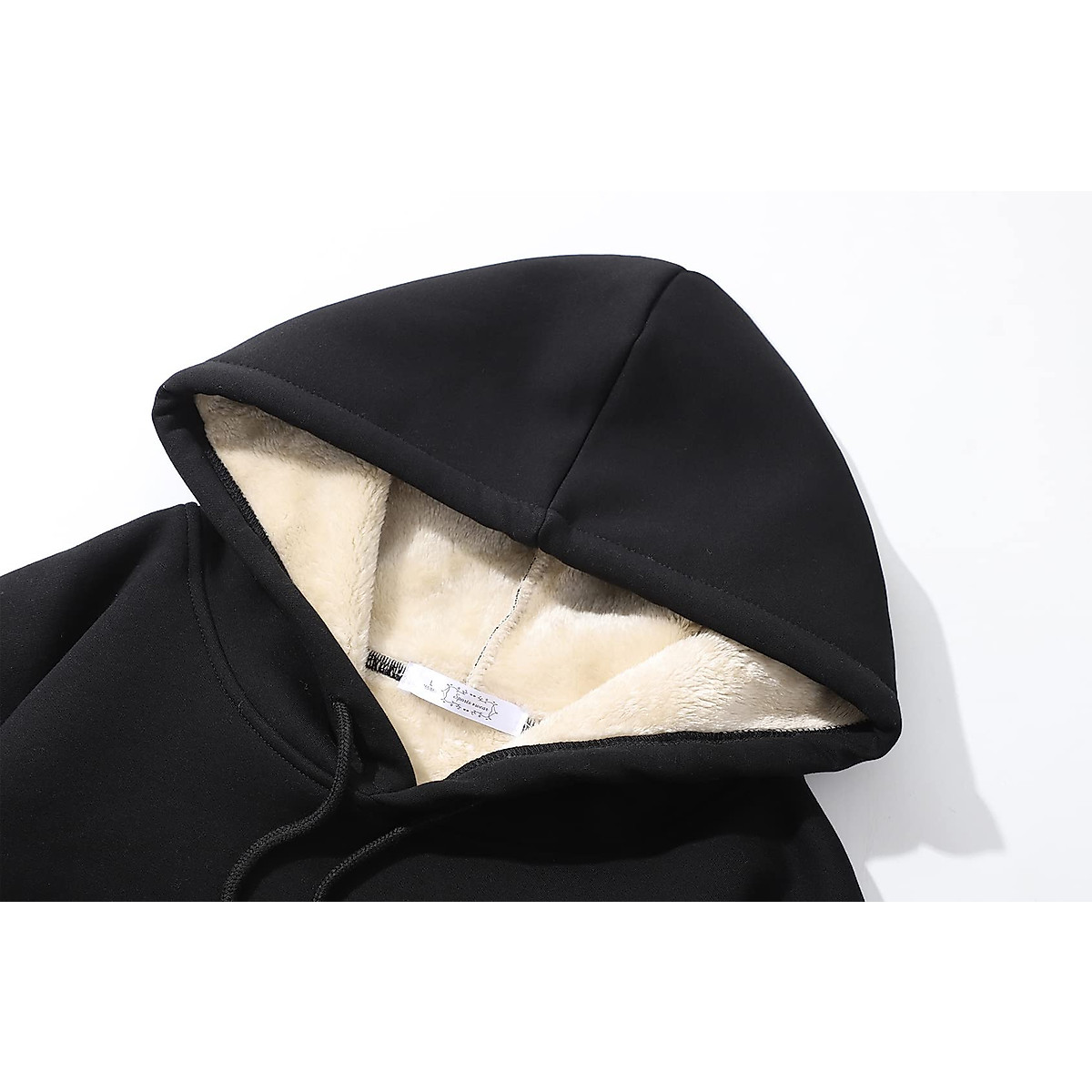 Perbai Mens Winter Warm Fleece Hoodie Pullover Long Sleeve Sherpa Lined Hooded Sweatshirt with Pocket(LightGrey-L)