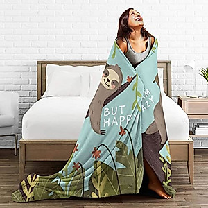 Sloth Throw Blanket Flannel Plush Soft Warm Blankets 60"X50" for Kids Adults Gift Sofa Chair Bed Office