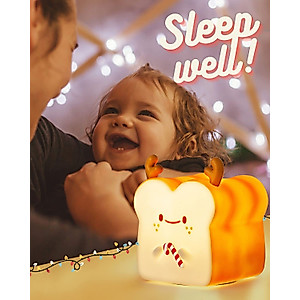 MIVANI Kids Toast USB Rechargeable Night Light, Touch Sensor, 1 Hour Timer, LED Silicone Night Light, Toddler Boy Nursery Nightlight, Cute Teen Girl Gift, Kawaii Room Decor