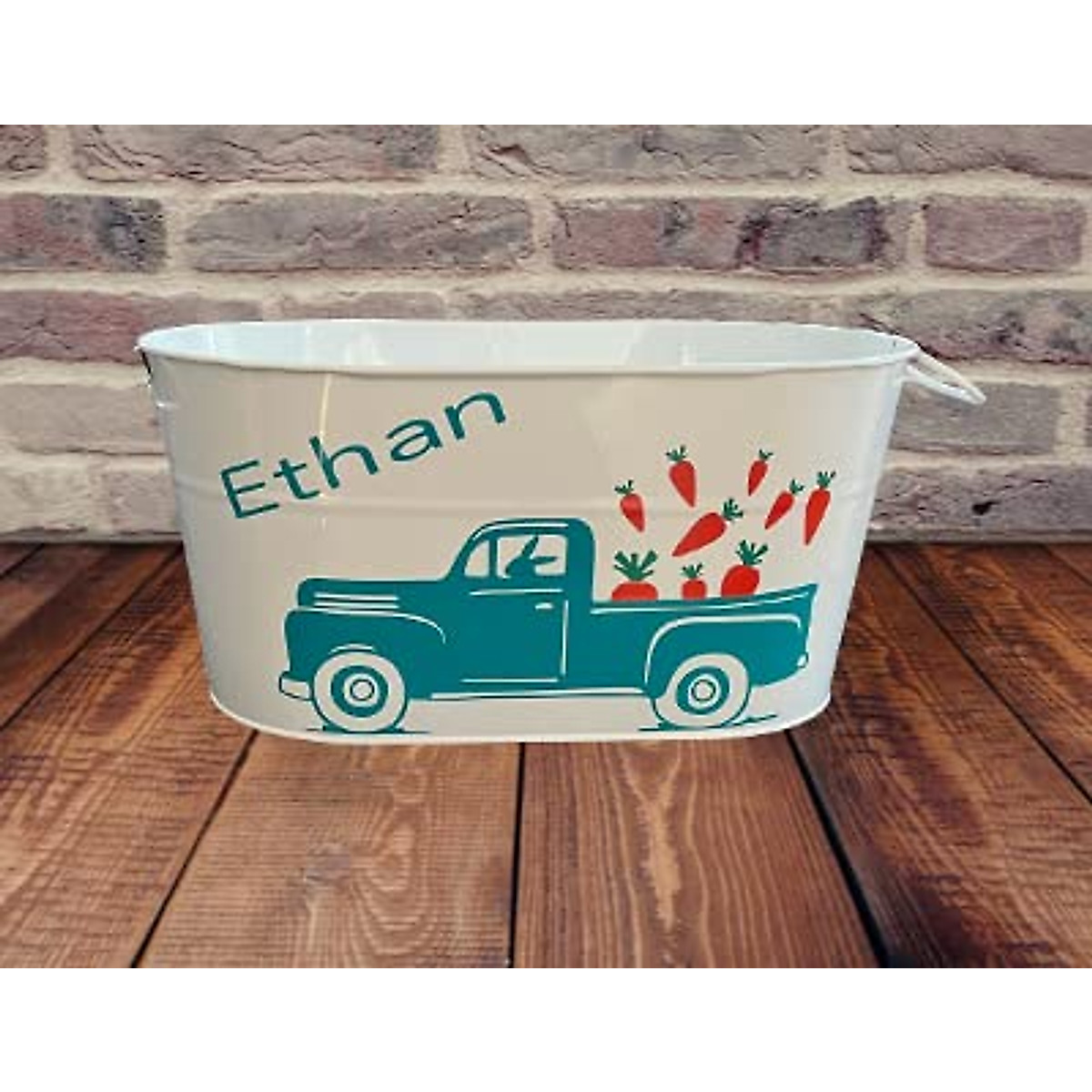 Personalized Easter Basket with Name - Large Bucket for Kids - Pail for Gifts with Handles - Custom Decor