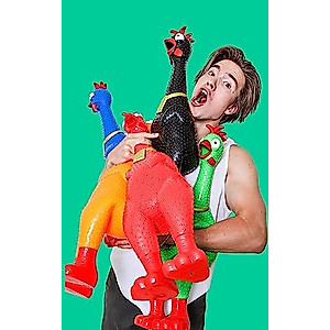 Animolds Hug Me Giant Rubber Chicken- Huge Stress Relief Screaming Chicken Toy | Screams Up to 45 Seconds- Novelty Gag and Prank Toys | Funny Toys Gifts for Christmas Stocking Stuffers for Kids Adult