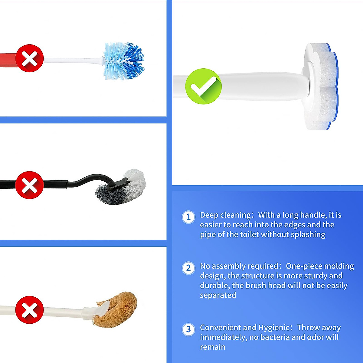 Topo Bear Disposable Toilet Bowl Brush with 40 Toilte Wand Refills, Toilet Bowl Cleaner Wands, Toilet Cleaning System Starter Kit