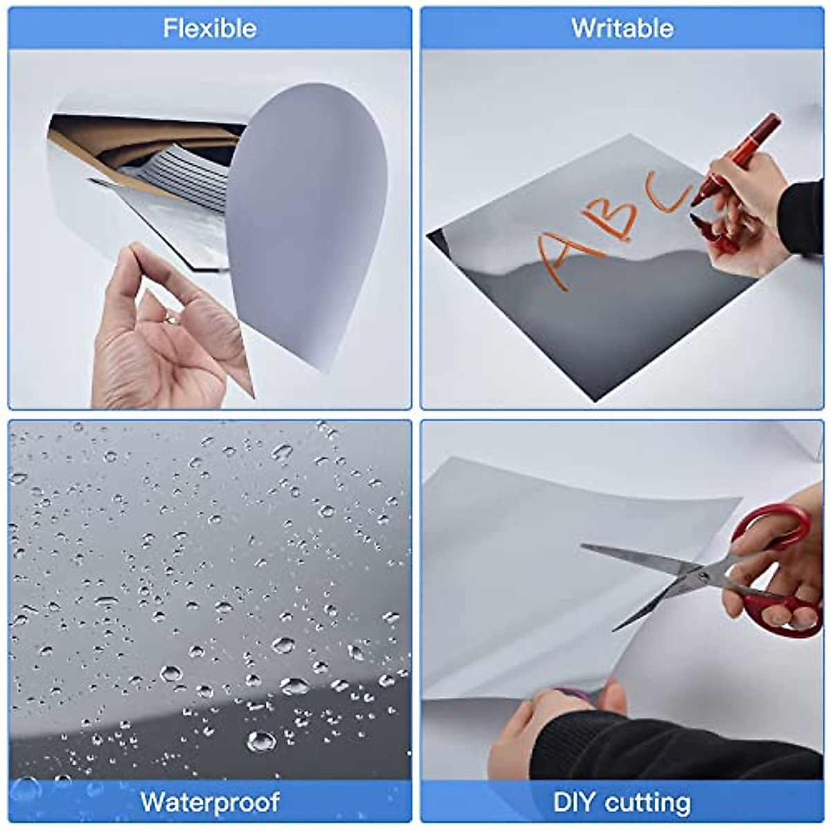 16 Pack Acrylic Flexible Mirror Sheets, 12 x 12 in Mirror Tiles Self Adhesive Square Cuttable Mirror Wall Stickers Non Glass Acrylic Safety Reflective Mirror for DIY Craft Home Wall Decoration