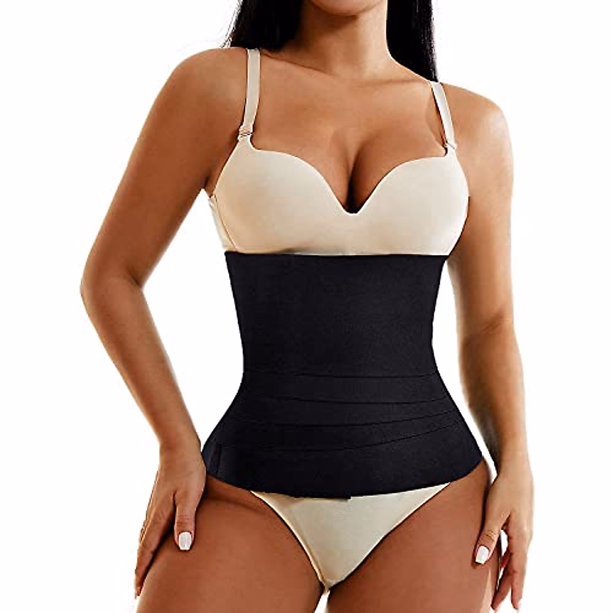 Waist Trainer for Women | Quick Snatch Me Up Bandage Wrap Lumbar Waist Support Belt - Adjustable Comfortable Lower Back Pain Relief Tight - Fitting Waist Waistband | Bonus Gift Breast Lift Tape Black