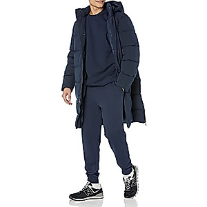 Amazon Essentials Men's Recycled Polyester Hooded Long Puffer, Navy, X-Large