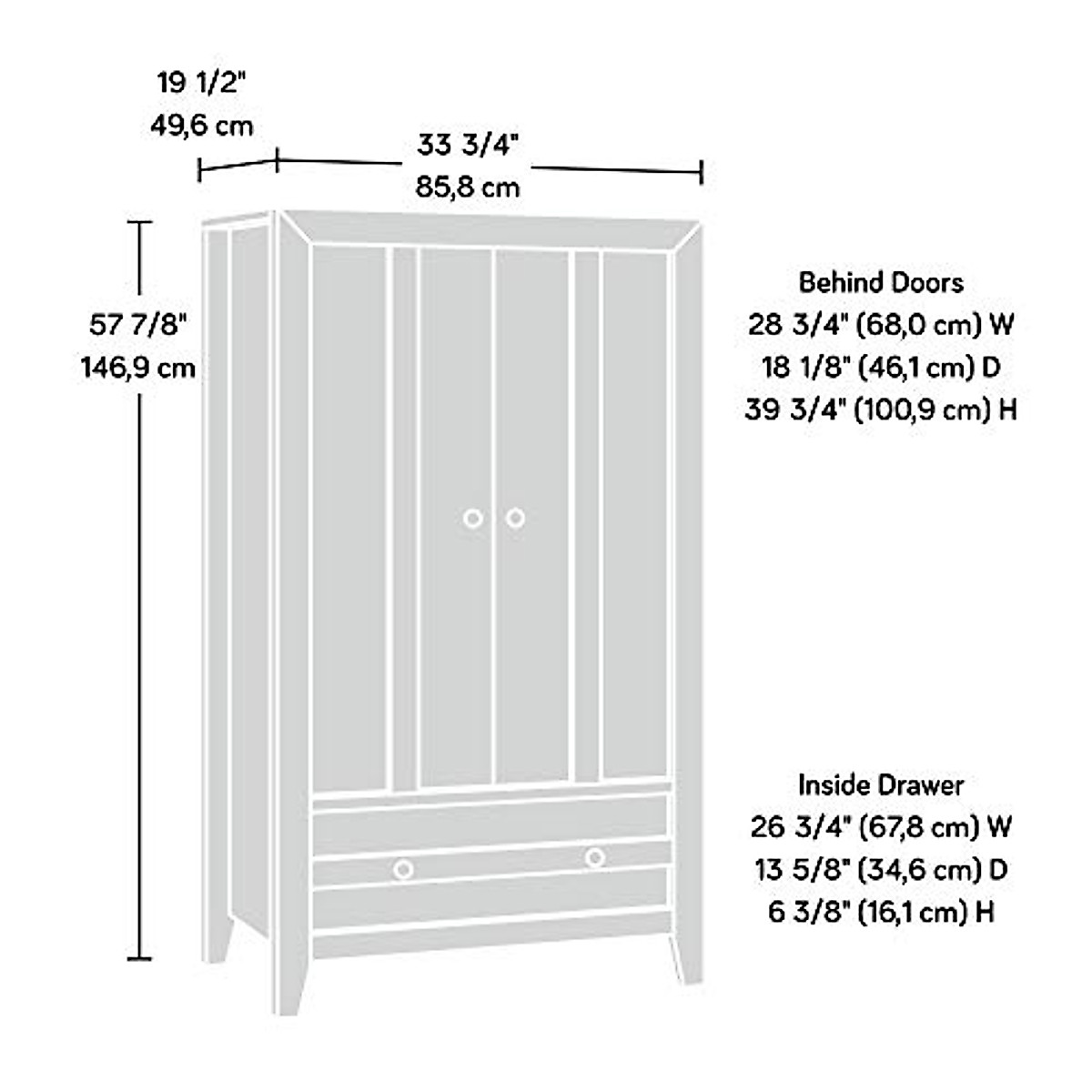 Sauder Dakota Pass Armoire, Craftsman Oak finish