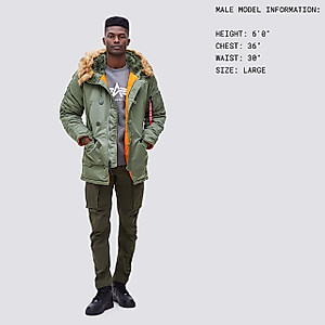 Alpha Industries N-3B Slim Fit Parka - Cold Weather Military Issue Parka - Sage, XL