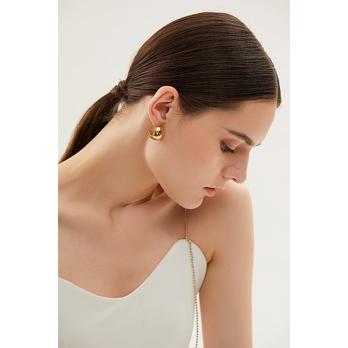 POVIK Clip On Earrings for Women Gold Hoop Earrings 14K Gold Plated Gold Ball Hypoallergenic Earrings Lightweight Chunky Statement Earrings Gift Fashion Jewelry