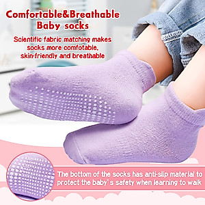 HYzgb Toddler Girls Socks 3T-4T-5T with Grippers 12 Pairs Cotton Little Kids Non Slip Ankle Socks for Toddler Kids 3-4-5 Years Old All Seasons Wearing (Bright Candy Colors)