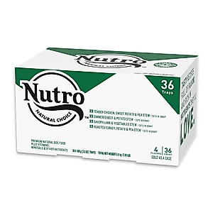 NUTRO Natural Grain Free Adult Dog Wet Food Cuts in Gravy Variety Pack of Beef, Lamb, Chicken, and Turkey Recipes, 3.5 oz. Trays (Pack of 36)