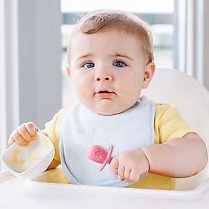 Silikong Silicone Utensils, Baby Fork and Spoon Set, Training Utensils, Baby Led Weaning Stage 1 for Ages 6 Months (Pink)