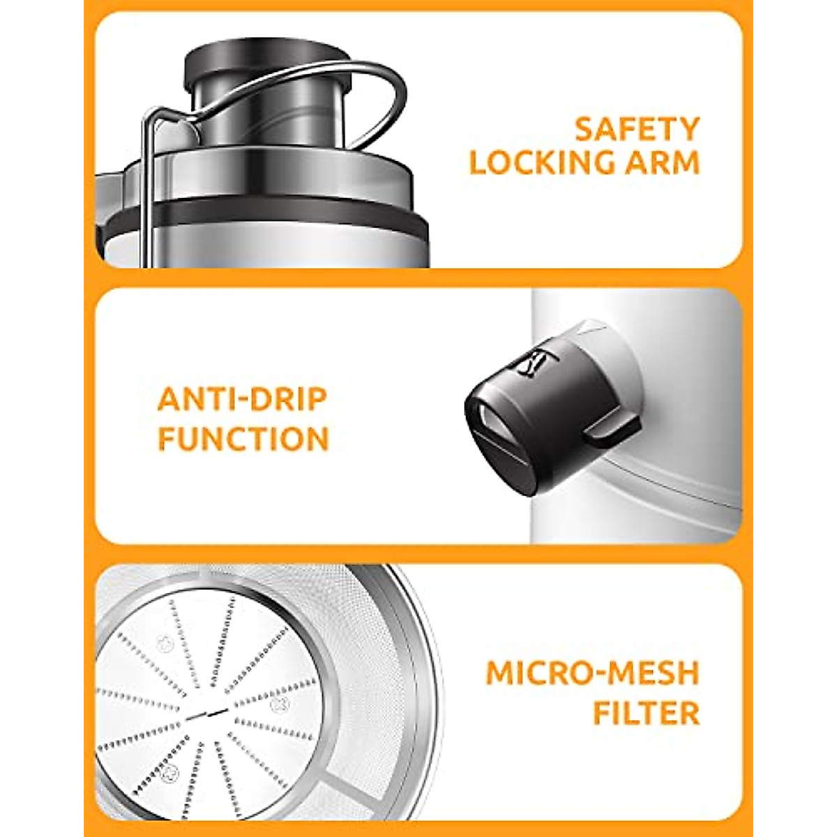 GDOR Juicer with 800W Motor, Juicer Machine with Big Mouth 3” Feed Chute, Dual Speeds Juice Maker for Fruits and Veggies, Anti-Drip Function Centrifugal Juicer, Include Cleaning Brush, BPA-Free, White