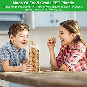 LISHINE 8 Pack 32 oz Plastic Jars with Lids Clear Airtight Food Storage Jars with Lids Reusable Round Empty Plastic Cylinder Container with Black Lids for Kitchen Food & Home Storage of Cookie