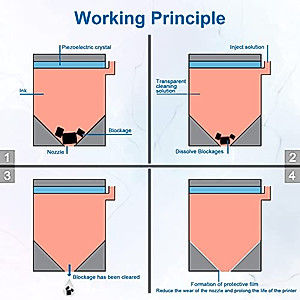 Printhead Cleaning Kit 100ml, Printer Cleaning Kit for Epson Ecotank Printer, Printer Cleaner Kit for HP Printhead, Inkjet Printer Head Cleaning Kit for Canon Brother Lexmark Print Head Liquid Nozzles