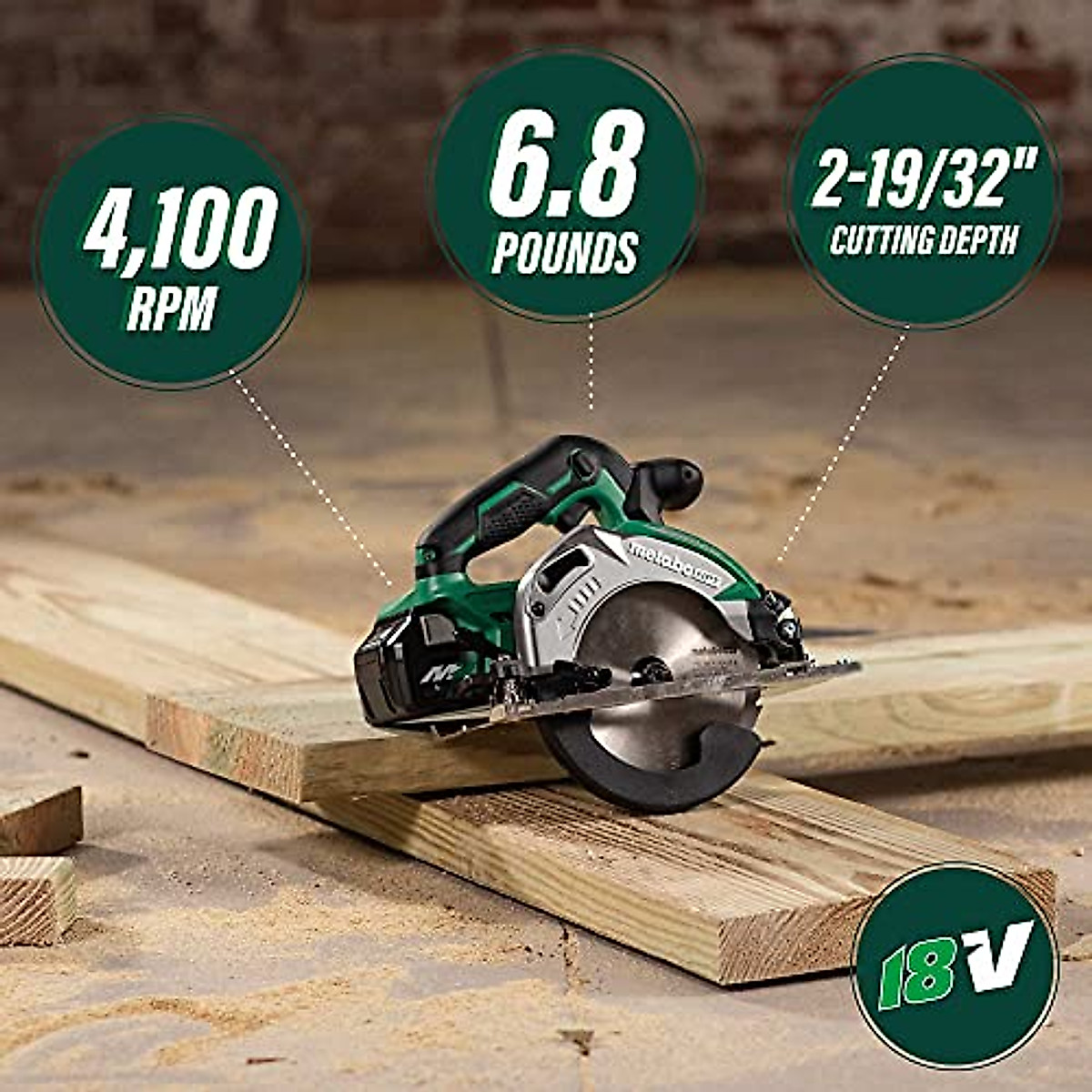 Metabo HPT Cordless Circular Saw | Tool Only | No Battery | 18V | 6-1/2" Deep Cut Design | Brushless Motor | Lifetime Tool Warranty | C18DBALQ4